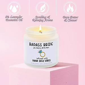 Badass Bride Lavender Scented Bride Candle with Gift Box Bride to Be Gift,Bridal Shower Gift,Wedding Gifts, Funny Bridal Gift for Women - Engagement, Bachelorette Party 4oz