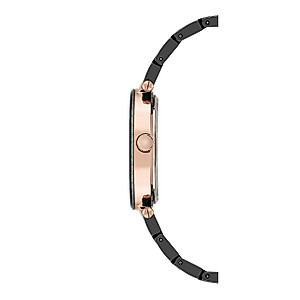 Anne Klein Women's AK/1018RGBK Diamond Dial Rose Gold-Tone Black Ceramic Bracelet Watch