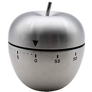 Ranvi Kitchen Timer, Apple-Shaped Stainless Steel Mechanical Rotating Timer, 60 Minutes Cooking
