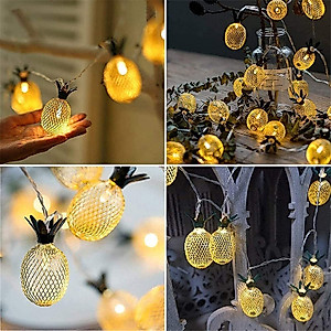 ZYPNB 20LED Solar String Lights Outdoor, 16ft Metal Pineapple Shape Solar Garden Light, Waterproof Solar Powered Hanging Light for Outdoor Garden Decoration Home Party Lamp