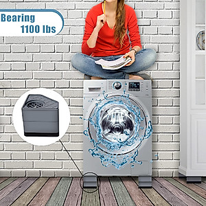 4 Pcs Double Heightened Anti Vibration Pads for Washing Machine, Washer & Dryer Pedestals with 1100 lbs Weight Capacity, Anti-Slip, Shock-Absorbing & Noise-reducing Mats, Suitable for Most Furniture