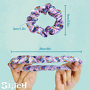 Stitch Hair Accessory 5 Pcs Set - 1 Regular 9 inch Stitch Hairbrush & 4 Scrunchies - Detangling Brush - Elastic Hair Ties Ropes for Girls, Ages 3+