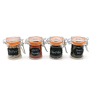 Homelike Style 1.7 oz Mini Glass Spice Bottles, Small Glass Jars with Airtight Lid and Leak Proof Rubber Gasket, 24 Pack Empty Spice Containers with Labels for Home and Kitchen