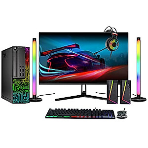 Dell OptiPlex RGB Desktop Computer PC, Intel Core i7 up to 3.8GHz, GeForce GT 1030 2G, 16G RAM, 512G SSD, 24 inch Gaming Monitor, RGB Keyboard Mouse, RGB Speakers, RGB Headset, WiFi, W10P64 (Renewed)