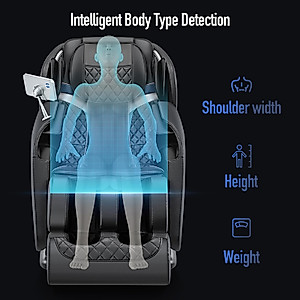 Massage Chair Full Body Recliner - Zero Gravity with Heat and Shiatsu Massage Office Chair Sl Track Intelligent Body Detection LCD Touch Screen Display Bluetooth Speaker Airbags Foot Rollers (Black)
