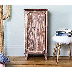 Hives and Honey Cabby Armoire Fully Locking Jewelry Cabinet, OAK