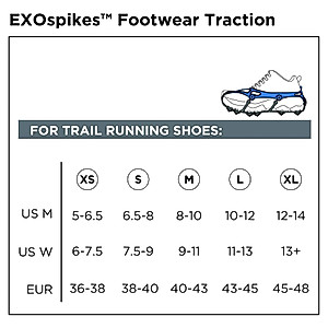 Kahtoola EXOspikes Footwear Traction for Winter Hiking & Running in Snow, Ice & Rocky Terrain - Black - Medium