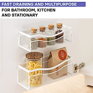 KINCMAX Mesh Shower Caddy (2-Pack), Rustproof Stainless Steel, Adhesive Wall Mount Baskets with Hooks, Mesh Design (Matta White)