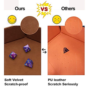 K.T. Fancy Dice Tray 8 Pieces Folding D&D Dice Tray Dice Holder Storage Box for Dice Rolling Tray PU Leather and Velvet.