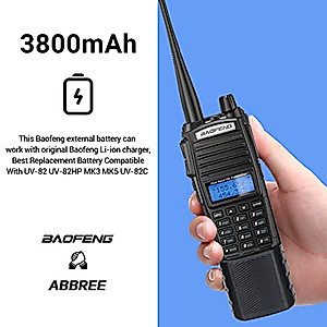 BAOFENG UV-82 Battery BL-8 3800mAh Li-ion High Capacity Extended Battery with Car Charger Cable UV-82HP UV-82C MIRKIT UV-82 MK3/5 etc Two Way Radio