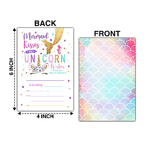 Buildinest Mermaid Birthday Party Invitations with Envelopes (20-Pack), 4"x6" Magical Celebration Invitation Cards, Fill-In Style Party Invites-B04