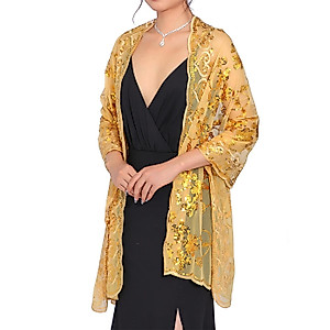 EASEDAILY Women's 1920s Shawls and Wraps for Evening Party Dress Sparkling Sequin Deco Wedding Scarf for Bride