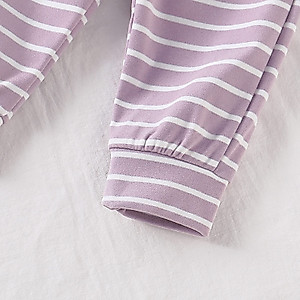 Dimoybabe Baby Girl Clothes Boy Sweatshirt Infant Outifts Set Spring Winter Long Sleeve Outfits + Stripped Pants 2pcs Stripe Purple