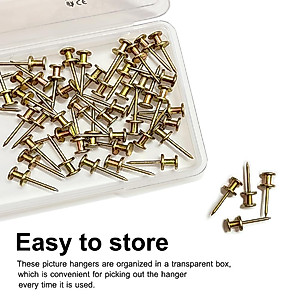 FUZANWJ Double Headed Picture Hangers(20lbs-50pcs), Picture Hanging Nails, Thumb Tacks for Wall Hanging, Wall Nails for Hanging, Professional Plaster Picture Hooks for Wooden Wall or Drywall