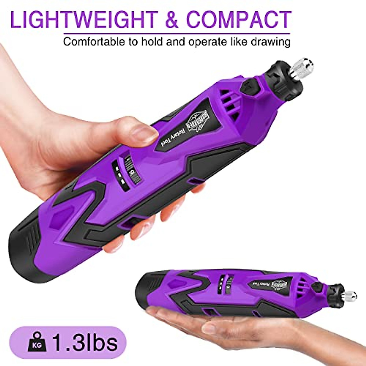 12V Cordless Rotary Tool Kit, 6-Speed(5000-30000 RPM),150 Accessories, Universal Keyless Chuck and Flex Shaft Rotary Tool, Electric Power Rotary Tools for Sanding, Polishing, Drilling, Cutting, DIY