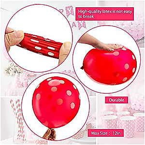 33 Pieces Strawberry Balloons Polka Dots Latex Foil Balloons Shortcake Party Decorations for Girl Sweet One 1st Birthday Party, Summer Fruit Party Supplies (Red)