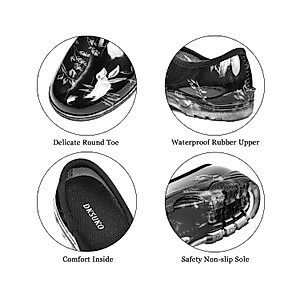 DKSUKO Women's Rain Boots Waterproof High Top Rain Shoes with Lace Up Anti-Slip Garden Shoes(Tree Leaf,8)