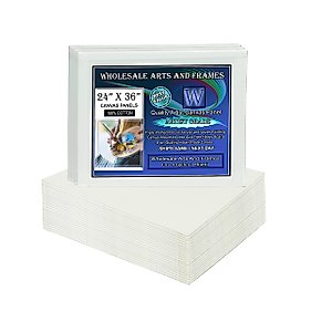 White Canvas Panels 24x36 12 Pack Professional Cotton Artist Quality Acid Free Primed Canvas Boards for Acrylic, Oil and Wet or Dry Art Media for Crafts and Projects by WholesaleArtsFrames-com