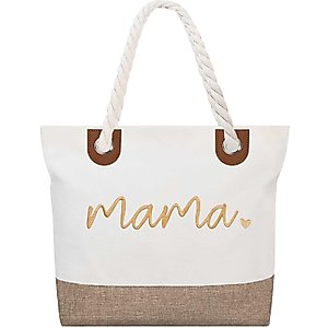 GhvyenntteS Christmas Gifts for Women, Mama Bag, Beach Tote Bag, Mom Bag with Zipper, New Mom Gifts Bag for Hospital, Personalized Tote Bags for Women, Birthday Gifts for Women