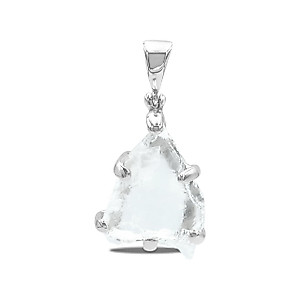 Starborn Petalite Crystal Raw Stone Pendant in Fine Sterling Silver