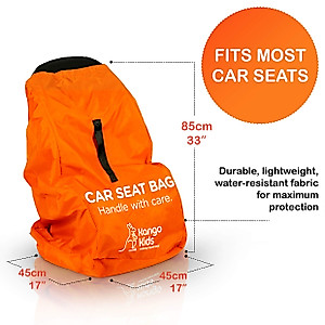 KangoKids Infant Car Seat Travel Bag for Airplane- Durable, Waterproof, XLarge Infant Carseat Travel Bag for Airplane- Car Seat Bag to Keep your Car Seats, Infant Carriers & Booster Safe & Secure