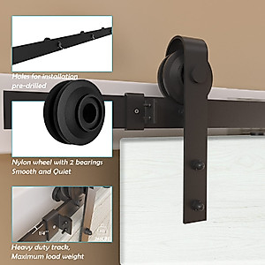 DaAzHai 8 Ft Barn Door Hardware Kit: Easy to Install -Smoothly and Quietly Sliding Barn Door Hardware Single Door Track Low Ceiling Sliding Door Hardware, Modular Track with Stable Connection