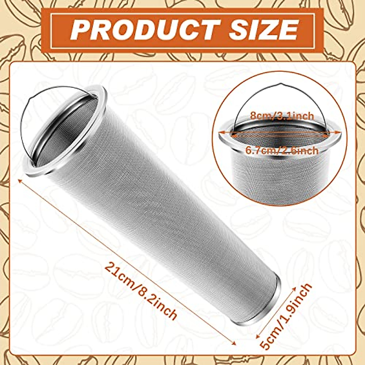 3 Pcs Cold Brew Coffee Filter With Handle 2 Quart Mason Jar Filter Stainless Steel Filter Wide Mouth Filter Coffee Tea Infuser Coffee Strainer Mesh for Cold Brew Coffee Maker Mason Canning Iced Tea