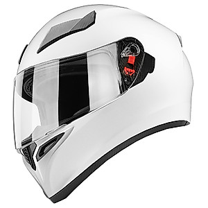 GDM Ghost Full Face Motorcycle Helmet with Clear and Gold Shields (Pearl White, Medium)