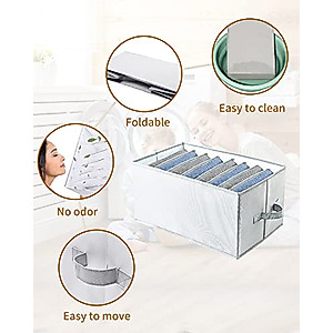 Wardrobe Clothes Organizer for Folded Clothes, [Extra Large] Pants Organizer for Closet, PP Board Jeans Organizer Drawers for Jeans, Pant, Sweaters, t-Shirt, Legging Dress(8 Grids, Gray)