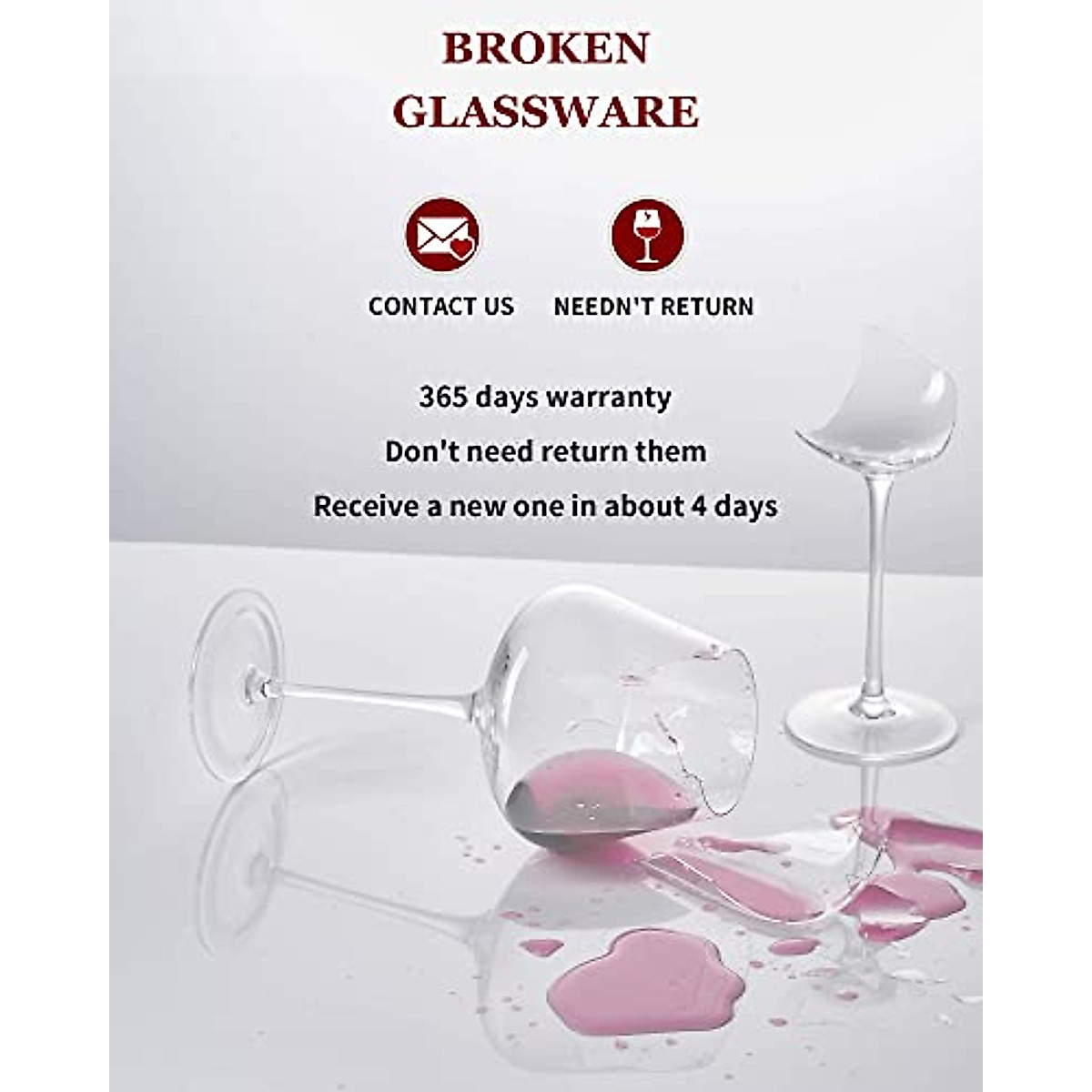 JBHO Hand Blown Italian Style Crystal Bordeaux Wine Glasses - Great Gift Packaging - Red Wine Glasses Lead-Free Premium Crystal Clear Glass - Set of 4-18 Ounce