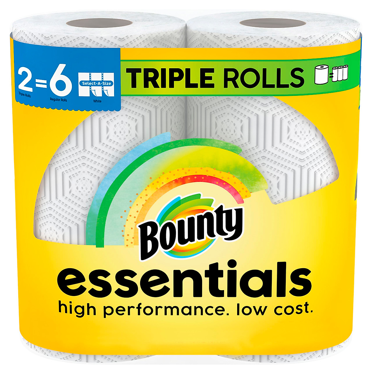 Bounty Essentials Select-A-Size Paper Towels, White, 2 Triple Rolls = 6 Regular Rolls