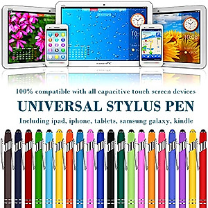 100 Pieces Stylus Pen 2 in 1 Ballpoint Pen with Stylus Tip Stylus Metal Pens Capacitive Stylus Ballpoint Pen for Touch-Screen Phone Tablet, Touchscreen Devices, Compatible with iPad iPhone Samsung