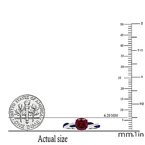 Dazzlingrock Collection 6 MM Cushion Lab Created Ruby with Round Blue Sapphire & Diamond Women Engagement Ring | 14K White Gold, Size 8.5