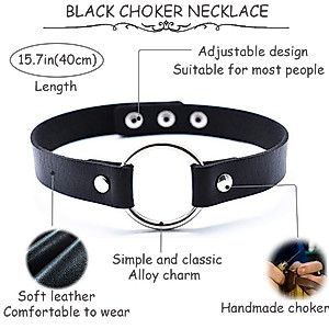SOOWOOT 8 Pieces PU Leather Choker Necklace Goth Spiked Rivets Punk Collar Necklace Adjustable PU Leather Studded Love Heart Collar Choker Collar Set for Wome