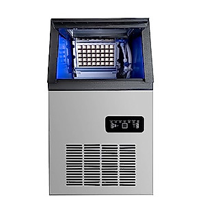 SmaketBuy Commercial Ice Maker Machine 110LBS/24H Stainless Steel Commercial Ice Maker Auto Operation 24LBS Storage 32 Cubes Freestanding Commercial Ice Cube Maker for Restaurant, Coffee Shop, Bar