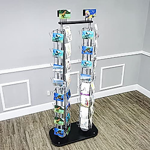 FixtureDisplays® DVD, CD, BlueRay, Literature,Greeting Card Postcard Rack Display High Capacity 64 Adjustable Pockets 5.1" to 10.6" Wide, up to 8" Tall Cards 11875NEWNPF