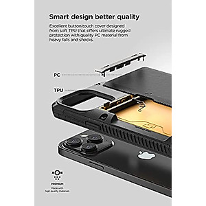 VRS DESIGN Damda Glide Pro Phone Caase for iPhone 14 Pro Max, Sturdy Semi Auto Wallet [4 Cards] Case Compatible for iPhone 14 Pro Max Case (2022)