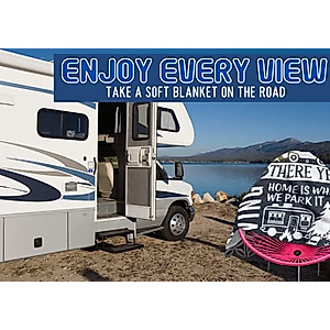 RV Gifts, RV Decorations for Inside Camper, Camping Blanket, Retro Bus Camper Decor Throw Blankets for Camp Lovers, Flannel Fleece Blankets for Campsite Outdoors RV Travel Bed Sofa Couch 65"x 50"