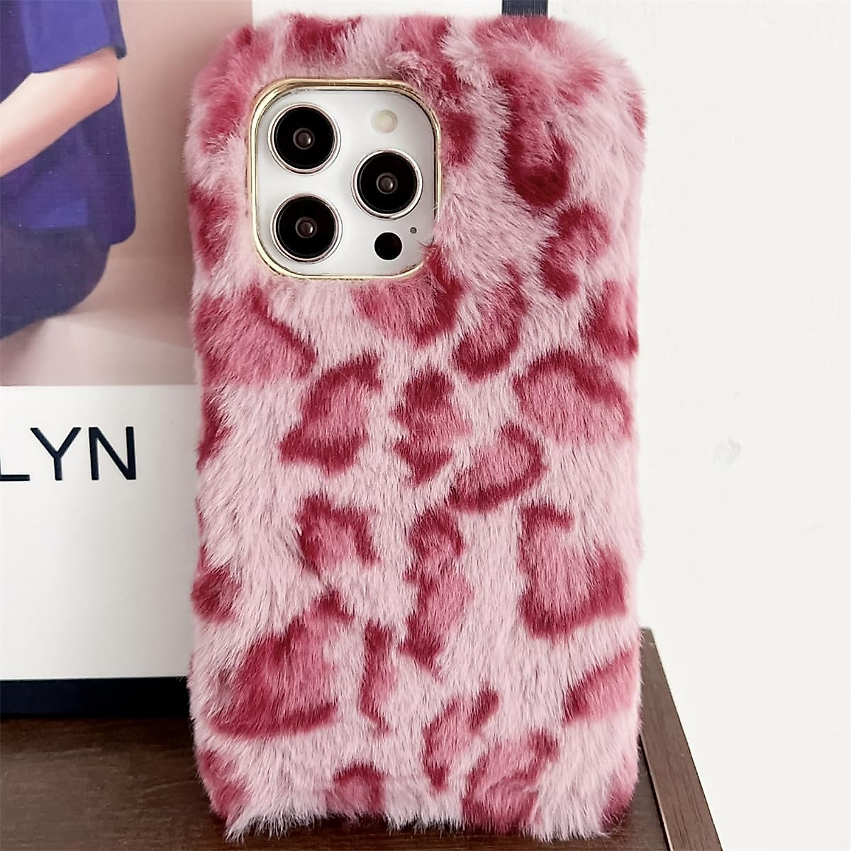 for Samsung A04/A04s Furry Case, Cute Lucky Leopard Print Camouflage Dots Soft Fluffy Fuzzy Hair Fur Plush Phone Case Cover Women Girl