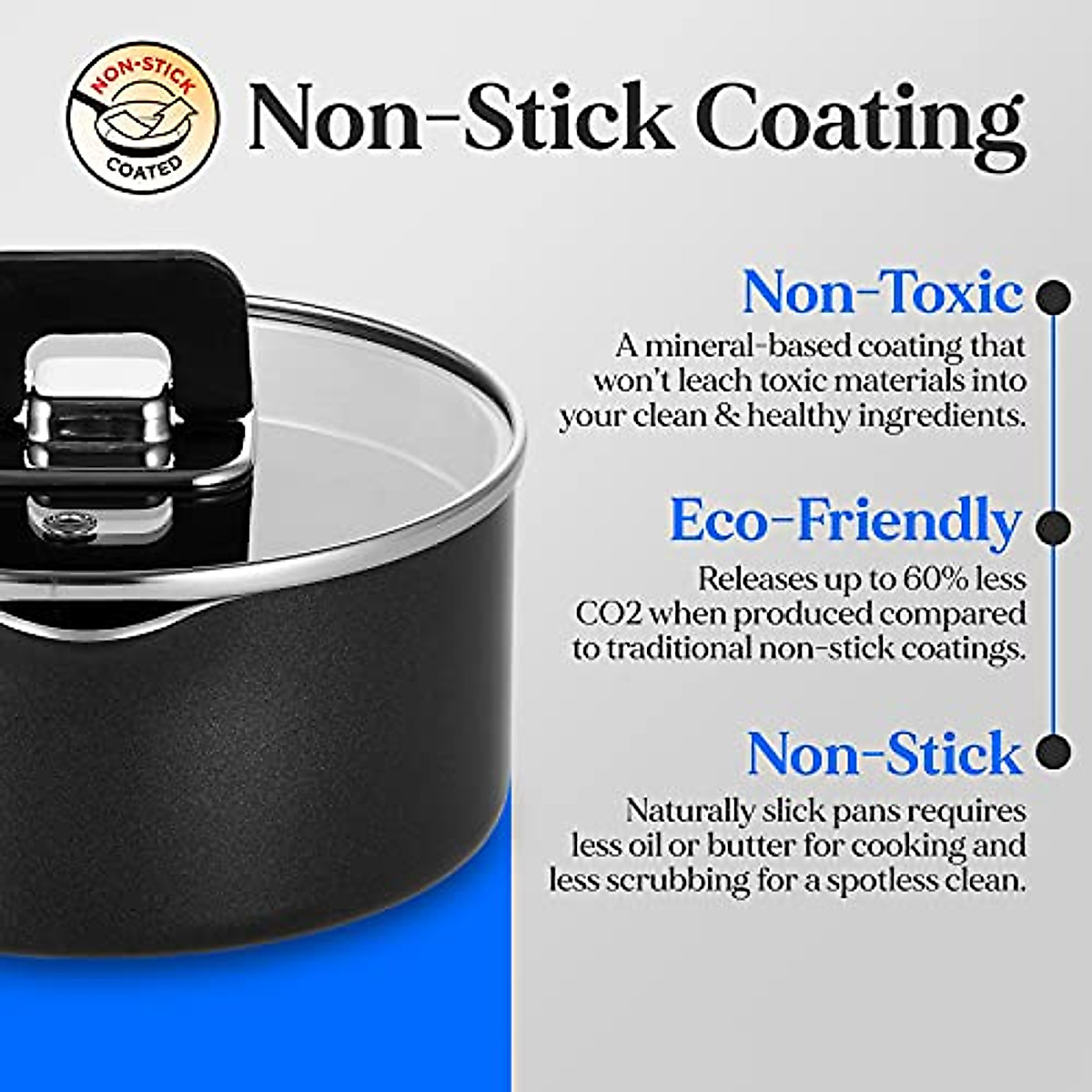 NutriChef Kitchenware Cookware, Non-Stick Pans and Pots with foldable Knob, Space Saving, Stackable, Nylon Tools, Induction Base, Black (17-Piece Set), One Size