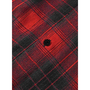 JMIERR Flannel Hoodies for Men Casual Button Down Plaid Long Sleeve Lightweight Winter Shirts Jackets,US 46 (XL),0Red