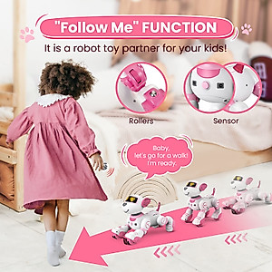 FUUY Robot Dog Toys for Girls Toys Interactive Robot Toy FollowMe Robot for Kids 5-7 Intelligent Remote Control Dog with Sing Dance AI Robotics for Kids Age 3 4 5 6 7 Chrismas Birthday Gifts