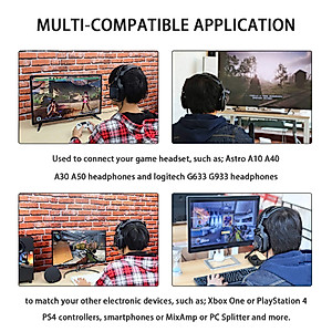 JAINTA A10 A40 Replacement Cable Compatible with for Astro A10 A40 A30 A50 Headsets Cord Lead Compatible with Xbox One Play Station 4 PS4 Headphone Audio Extension Cable (6.5 Feet)
