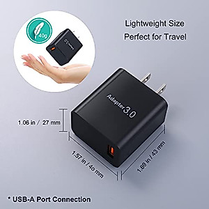 OKRAY 3-Pack 18W 3.0 Adapter Fast Charge 3.0 USB Wall Charger Power Adapter Quick Charging Blocks Compatible with iPhone 13/12/11/XR/XS/iPad, Samsung Galaxy S20/10/S9/S8 Note 20/10/9, Wireless Charger