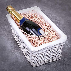 Woodluv White Wicker Storage Shelf Basket With Removable Lining, White - Small