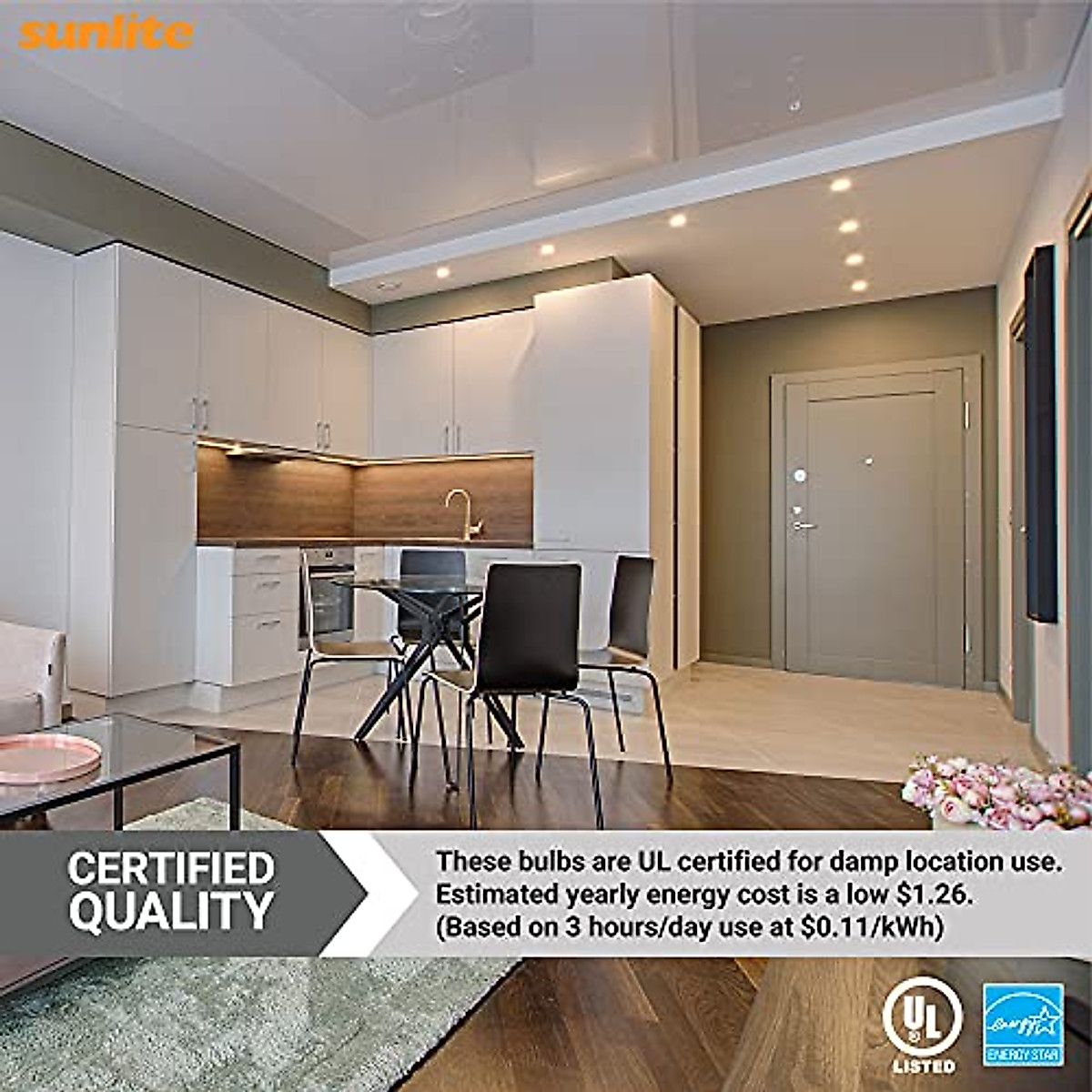 Sunlite 41176 LED BR30 Recessed Bulb, 10.5 Watt (65w Equivalent), 800 Lumens, Medium E26 Base, Dimmable Flood, UL Listed, 3000K Warm White, 6 Count