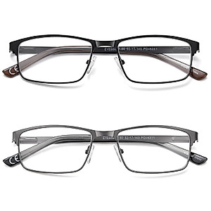 EYECEDAR 5-Pack Reading Glasses for Men Rectangular Metal Readers Eyeglasses Spring Hinges with Sun Readers Glasses Mens Readers 2.5