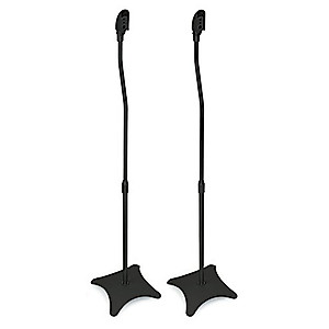 Mount-It! Speaker Floor Stands | Height Adjustable with Cable Management for Satellite, Small Bookshelf & Bluetooth Speakers up to 10 Lbs | Fits Vizio, Polk, Bose, JBL, Sony & Samsung | 1 Pair, Black