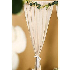 SHERWAY 9.6 Feet x 10 Feet Cream Beige Silky Soft Curtain Wedding Backdrop Drapes, Slightly Shiny Satiny Window Curtains for Party Ceremony Decoration