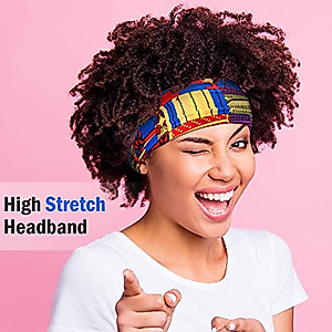 SATINIOR 6 Pieces African Headband Boho Print Headband Yoga Sports Workout Hairband Elastic Twisted Knot Turban Headwrap for Women Girls Hair Accessories (Bohemia Prints)